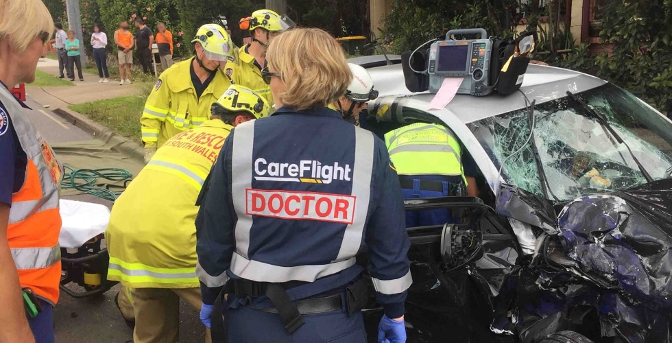 CareFlight helicopter lands at multi-vehicle crash scene - CareFlight