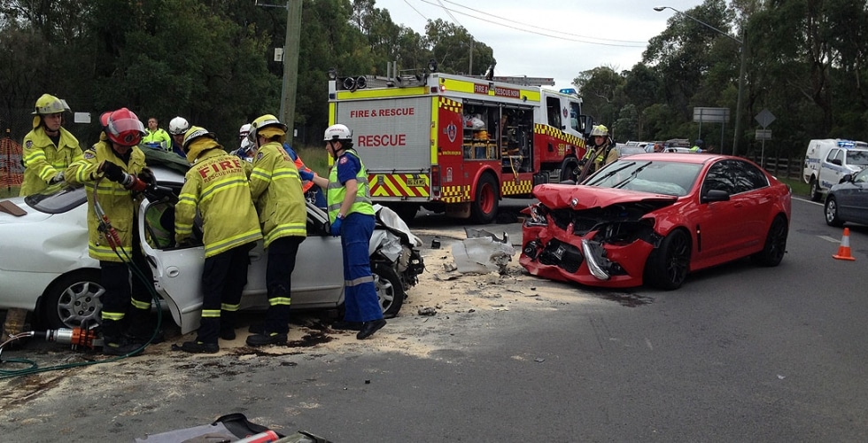 Woman trapped following car crash - CareFlight